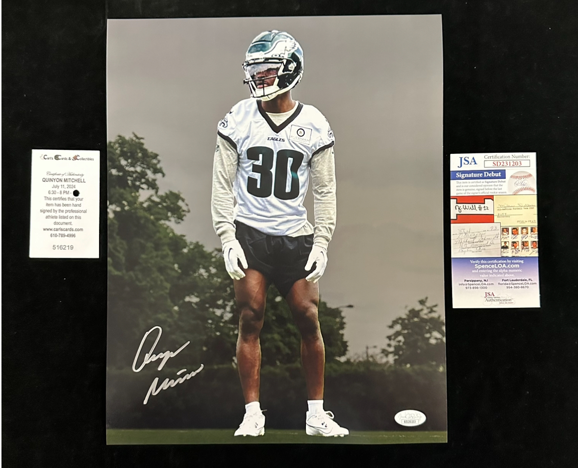 Philadelphia Eagles Quinyon Mitchell Autographed 11 x 14 Photo - Carls ...