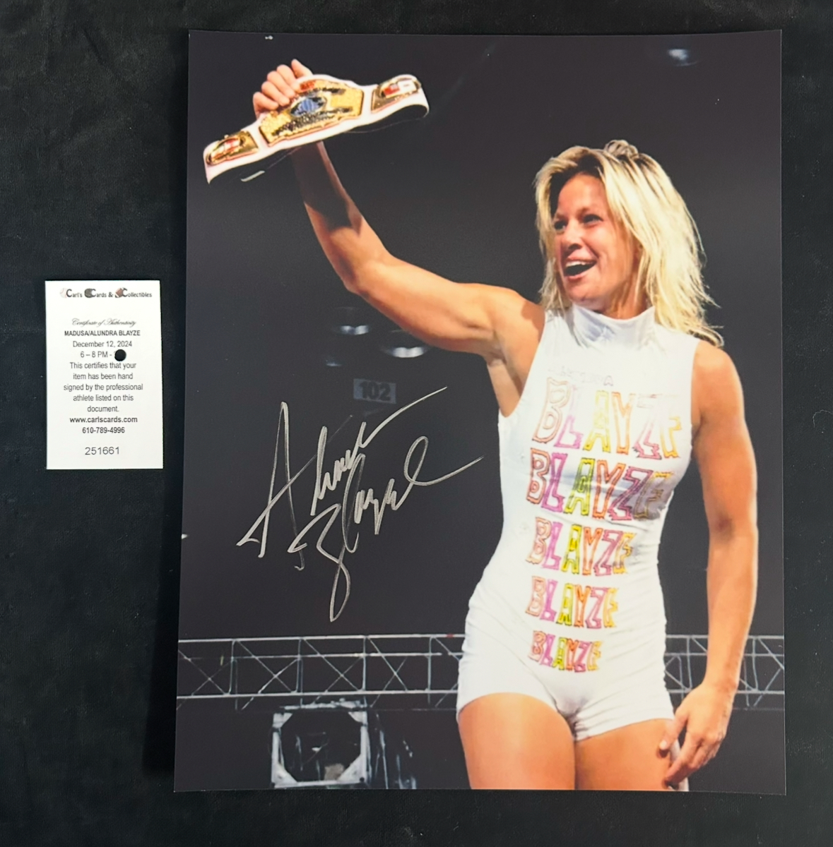 WWE Hall of Famer Alundra Blayze Autographed 11 x 14 Photo - Carls Cards & Collectibles